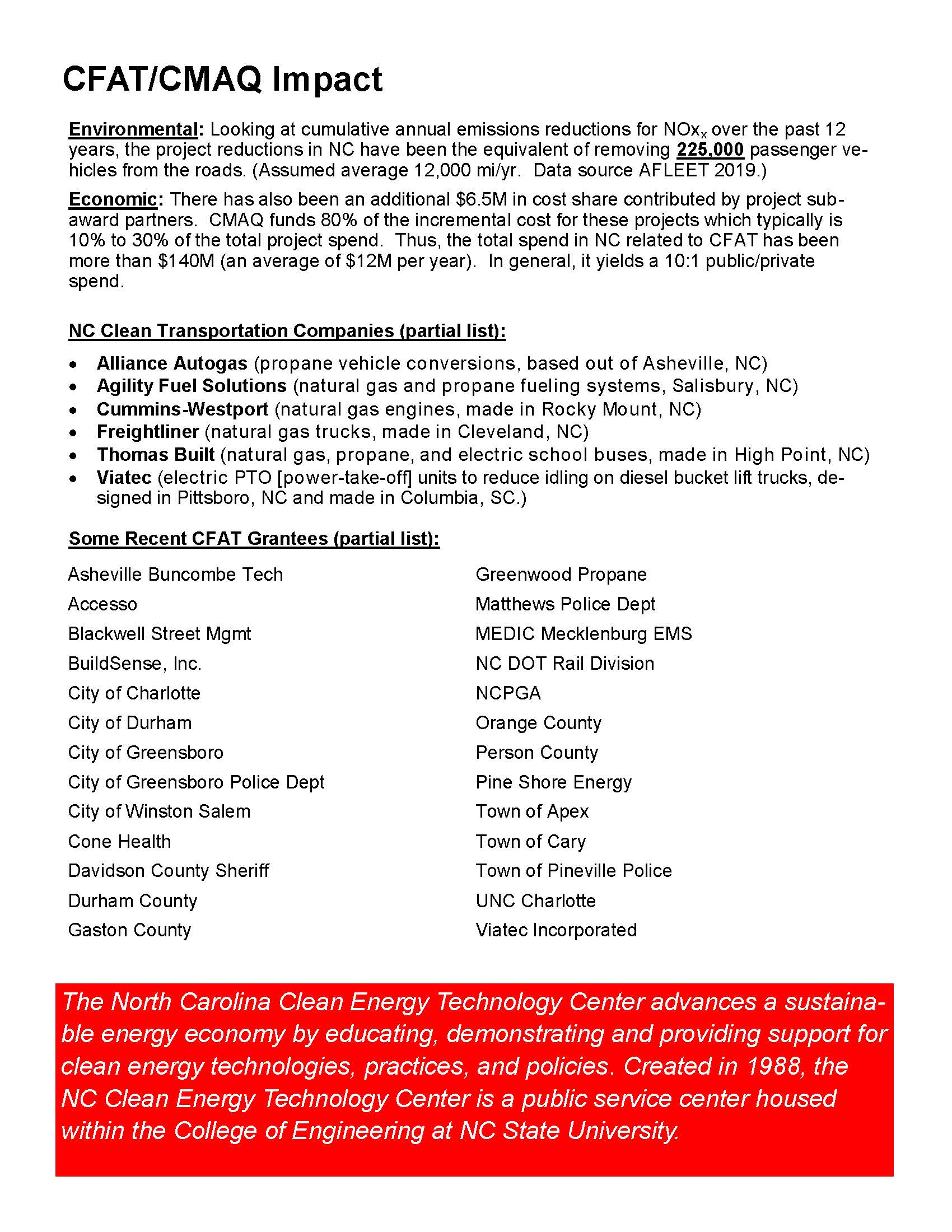 Clean Fuel Advanced Technology (CFAT) Project Grant Funding | NC Clean ...